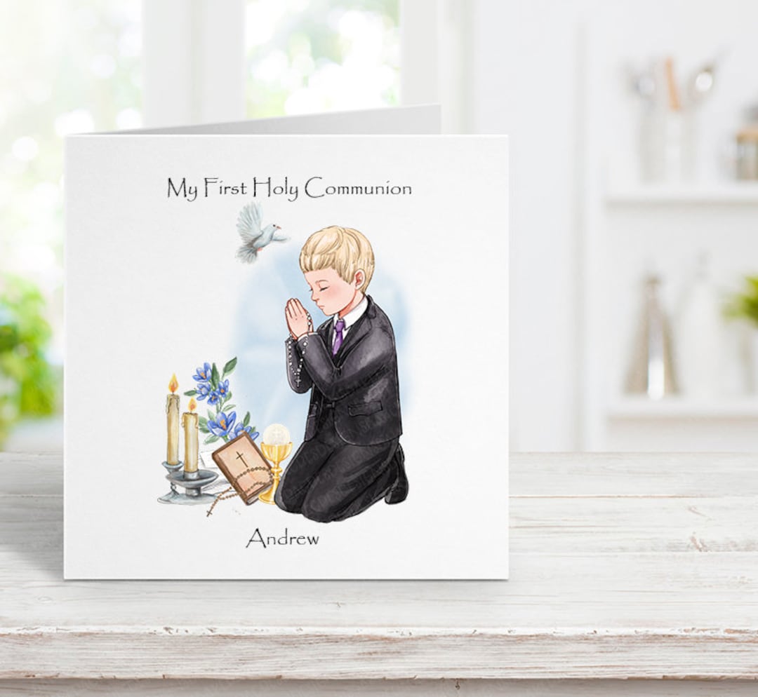 First Communion Card for Boy, Personalized Card , Communion Gift Card ...