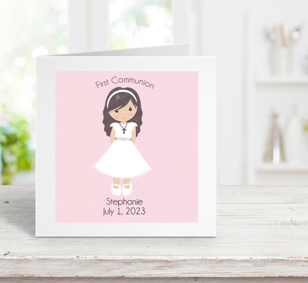 First Communion Card for Girl, Personalized Card, Communion Gift Card ...