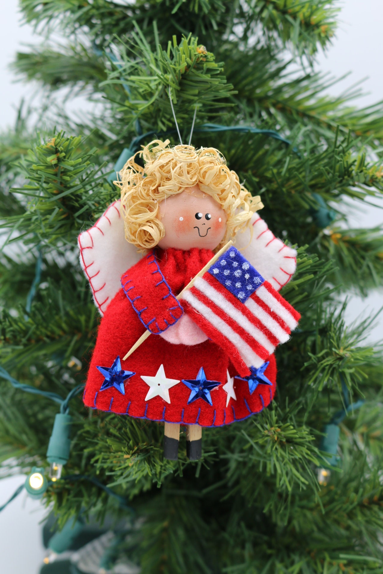 Patriotic Angel Ornament - Etsy