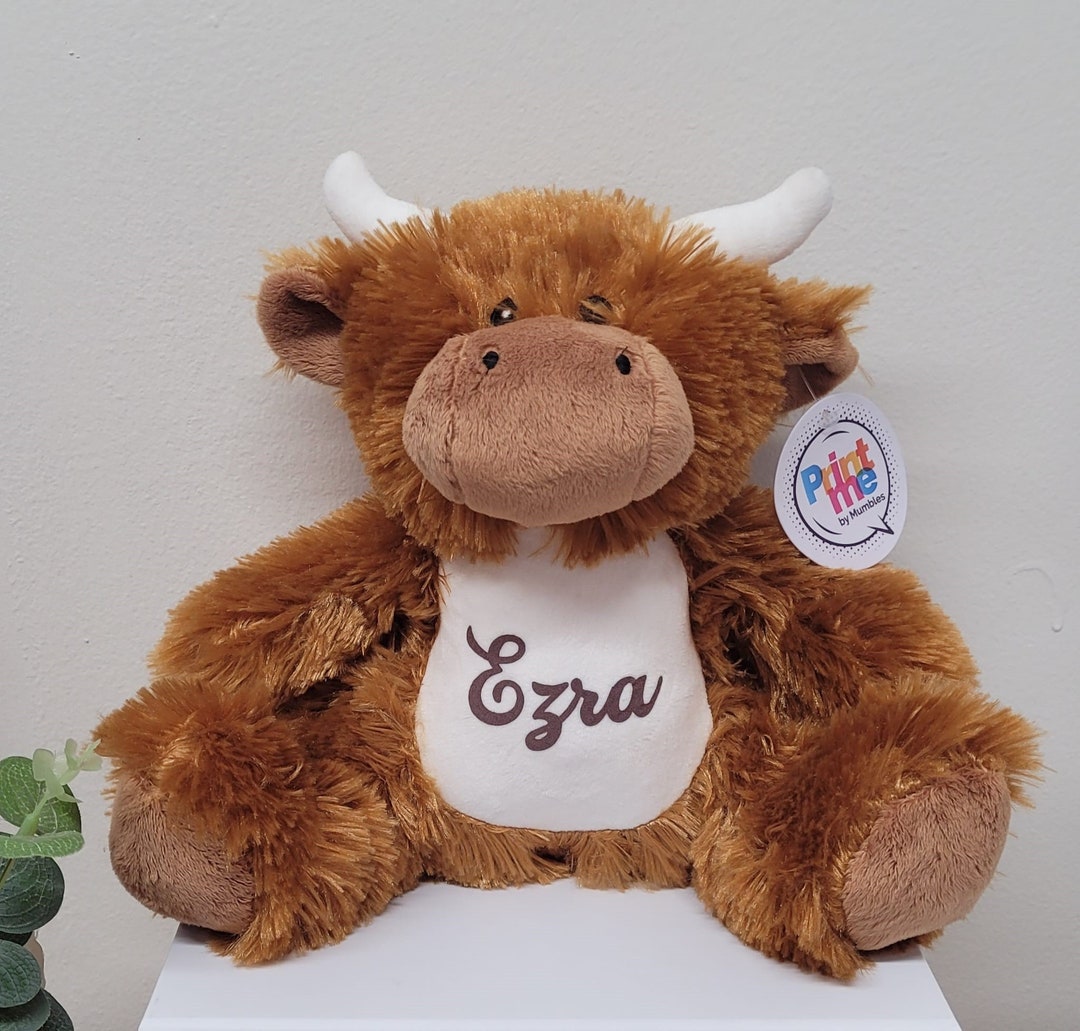 Personalised Highland Cow Teddy, Soft Plush Toy, New Baby Gift, Newborn ...