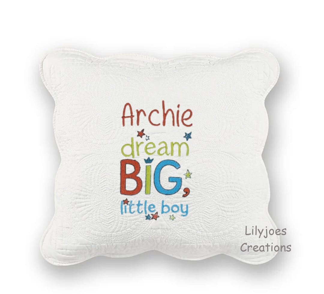 Personalised Baby Quilt Cushion Cover: Scalloped Nursery Pillow ...