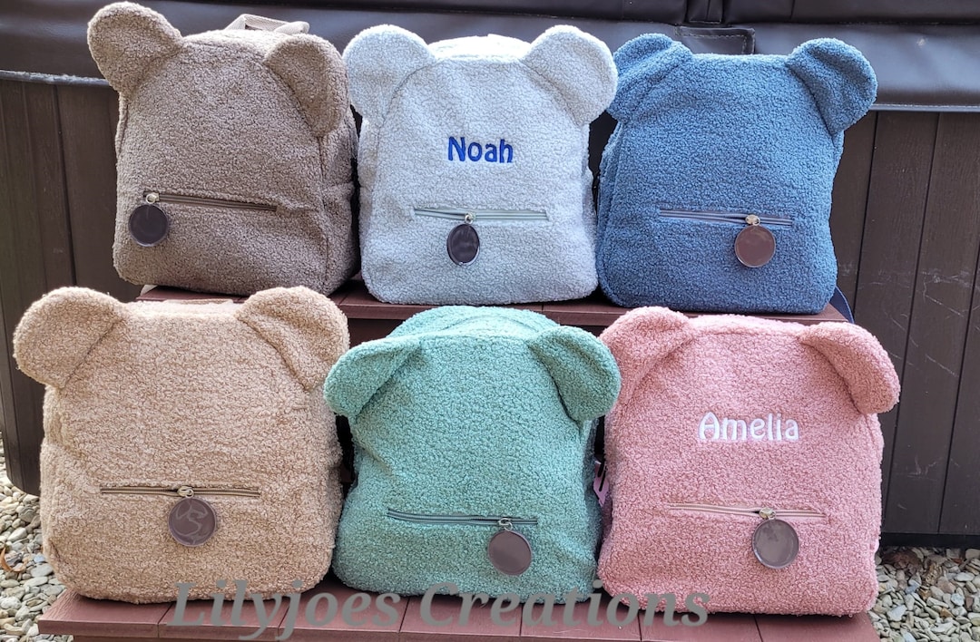 Personalised Fluffy Bear Backpack Children's Nursery School Bag - Etsy