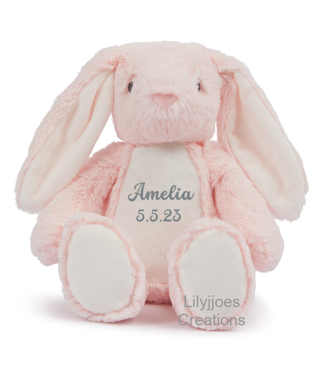 Personalised Pink Bunny Teddy, Soft Plush Toy, New Baby Gift, Newborn ...