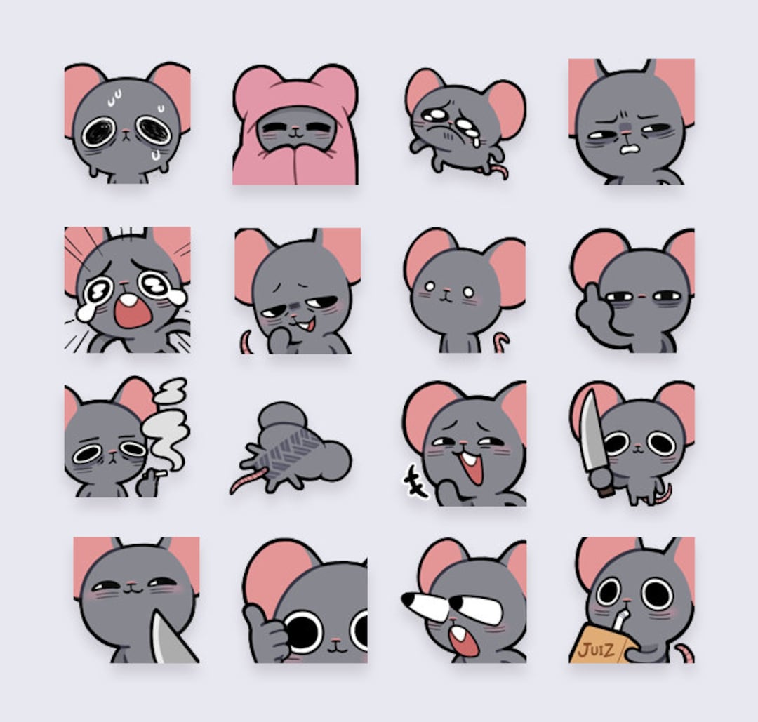 Premade Grey Rat Mouse Rodent Emotes | Silly and Goofy | for Twitch or ...
