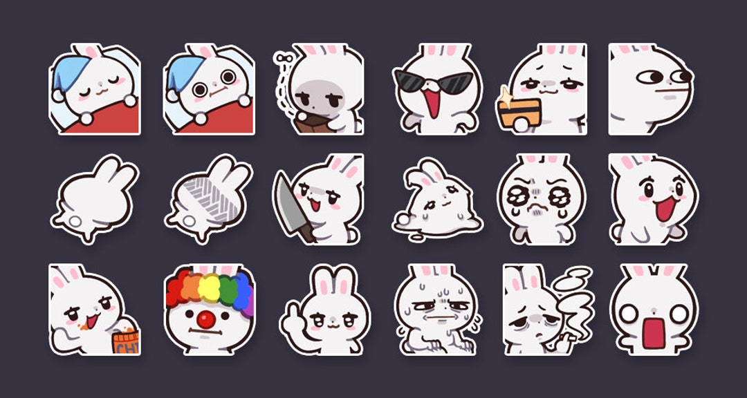Premade White Bunny Rabbit Hare Emotes | Silly and Goofy | for Twitch ...