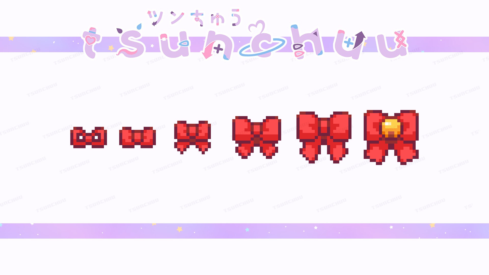 Premade Red Cute Bows | Pixel Art Styled | Twitch Sub / Loyalty / Bit ...
