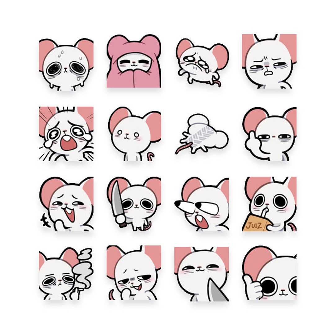Premade White Rat Mouse Rodent Emotes | Silly and Goofy | for Twitch or ...