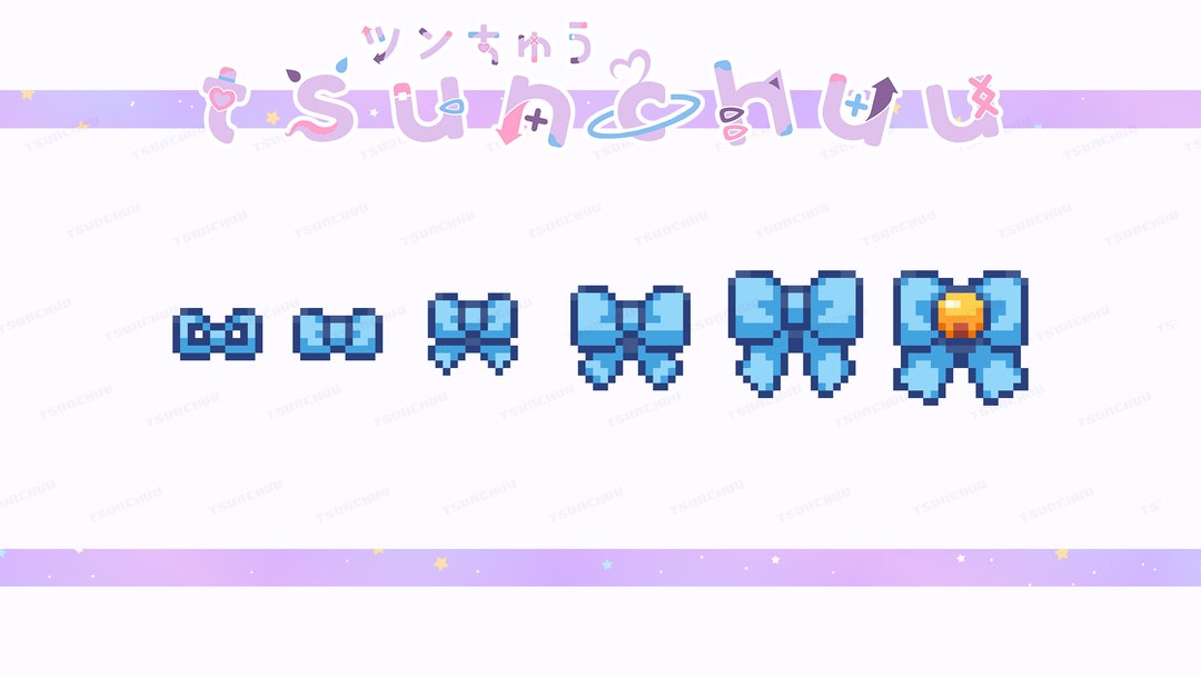 Premade Blue Cute Bows | Pixel Art Styled | Twitch Sub / Loyalty / Bit ...
