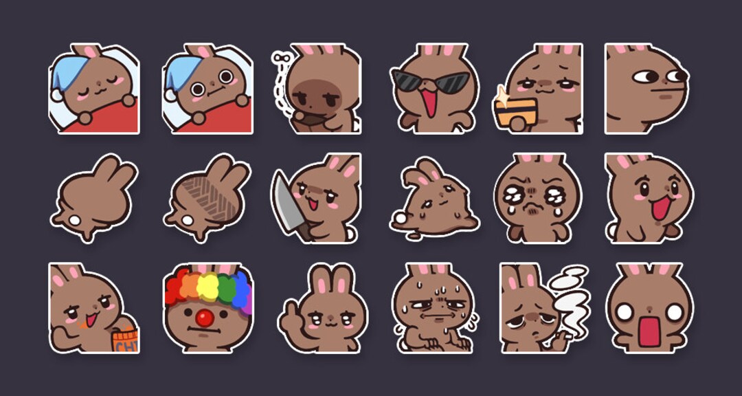 Premade Brown Bunny Rabbit Hare Emotes | Silly and Goofy | for Twitch ...