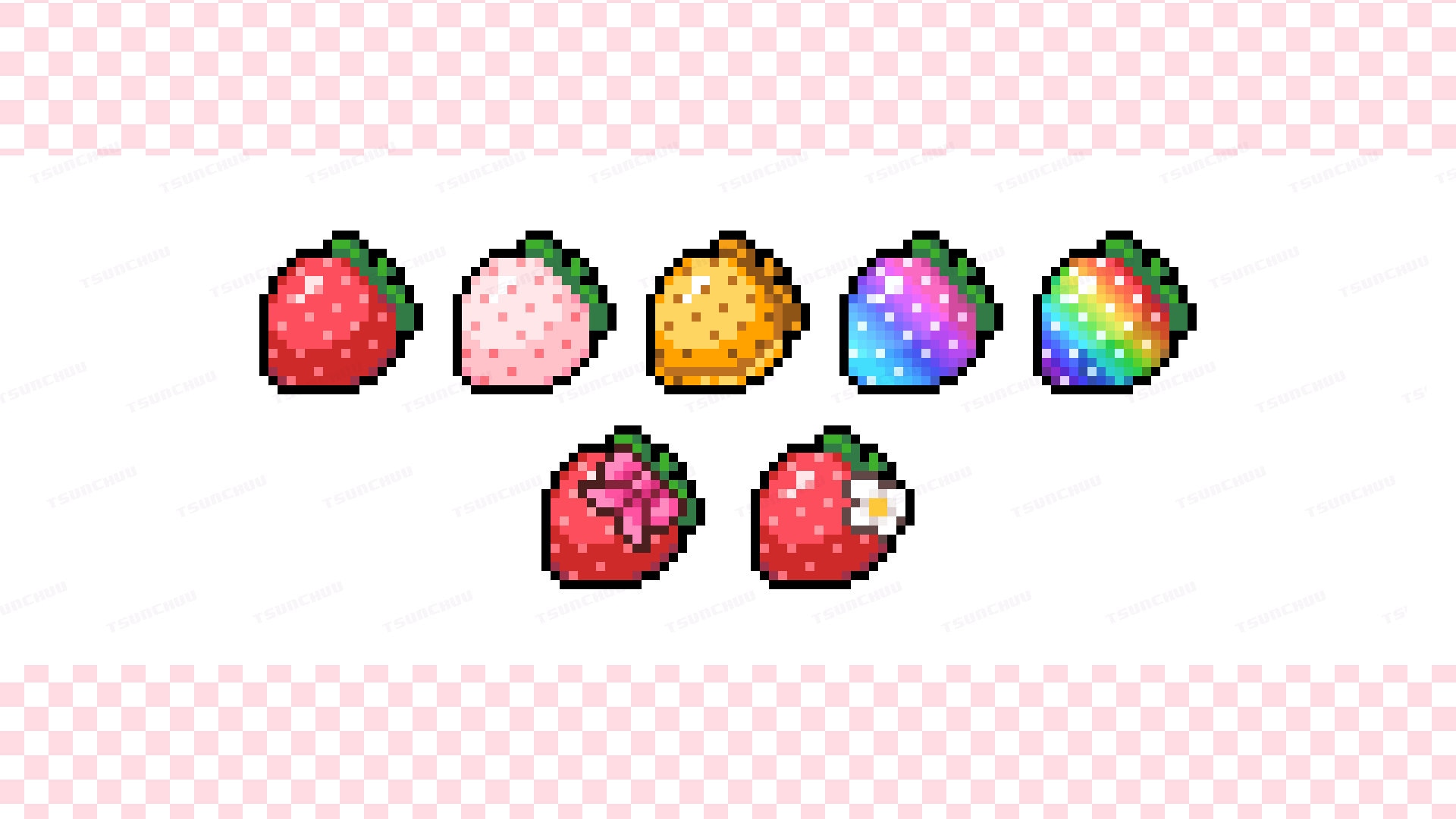 Cute Strawberry Badges | Pixel Art Styled | Twitch Sub / Loyalty / Bit ...