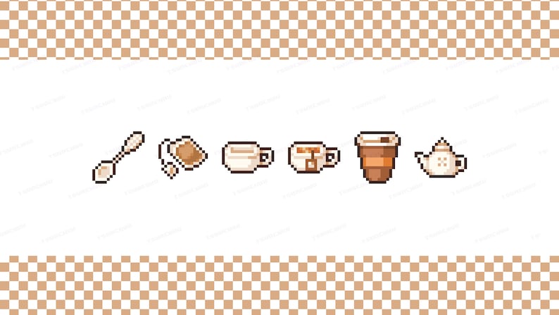 Premade Cute Tea Badges | Pixel Art Styled | Twitch Sub / Loyalty / Bit ...