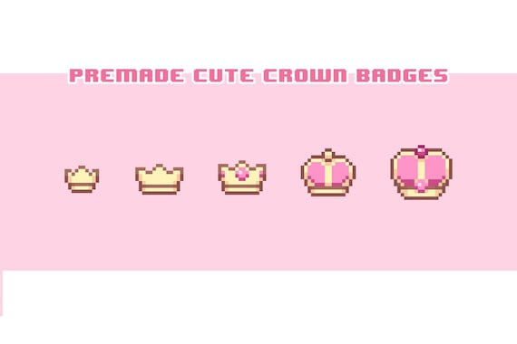 Premade Pink Cute Crowns Pixel Art Styled Twitch Sub / | Etsy