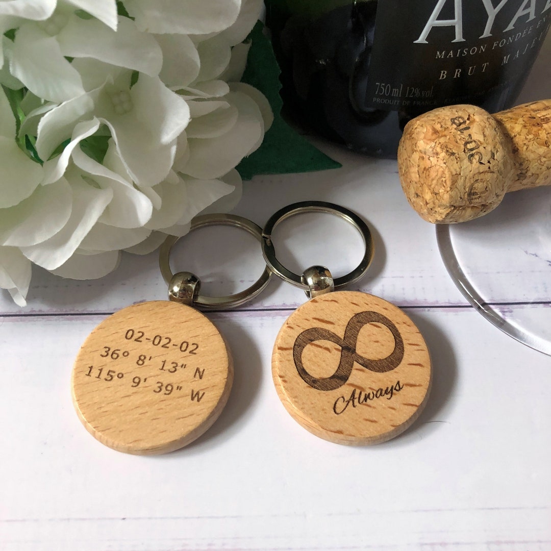 Engraved Infinity Symbol Keyring | Include Date and Location for ...