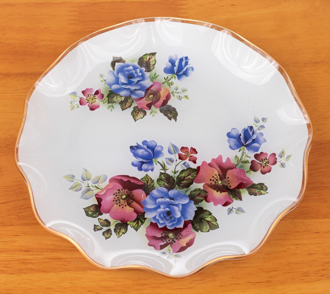 2 Vintage Chance Glass Fluted Plate & Rectangular Tray Set - Etsy