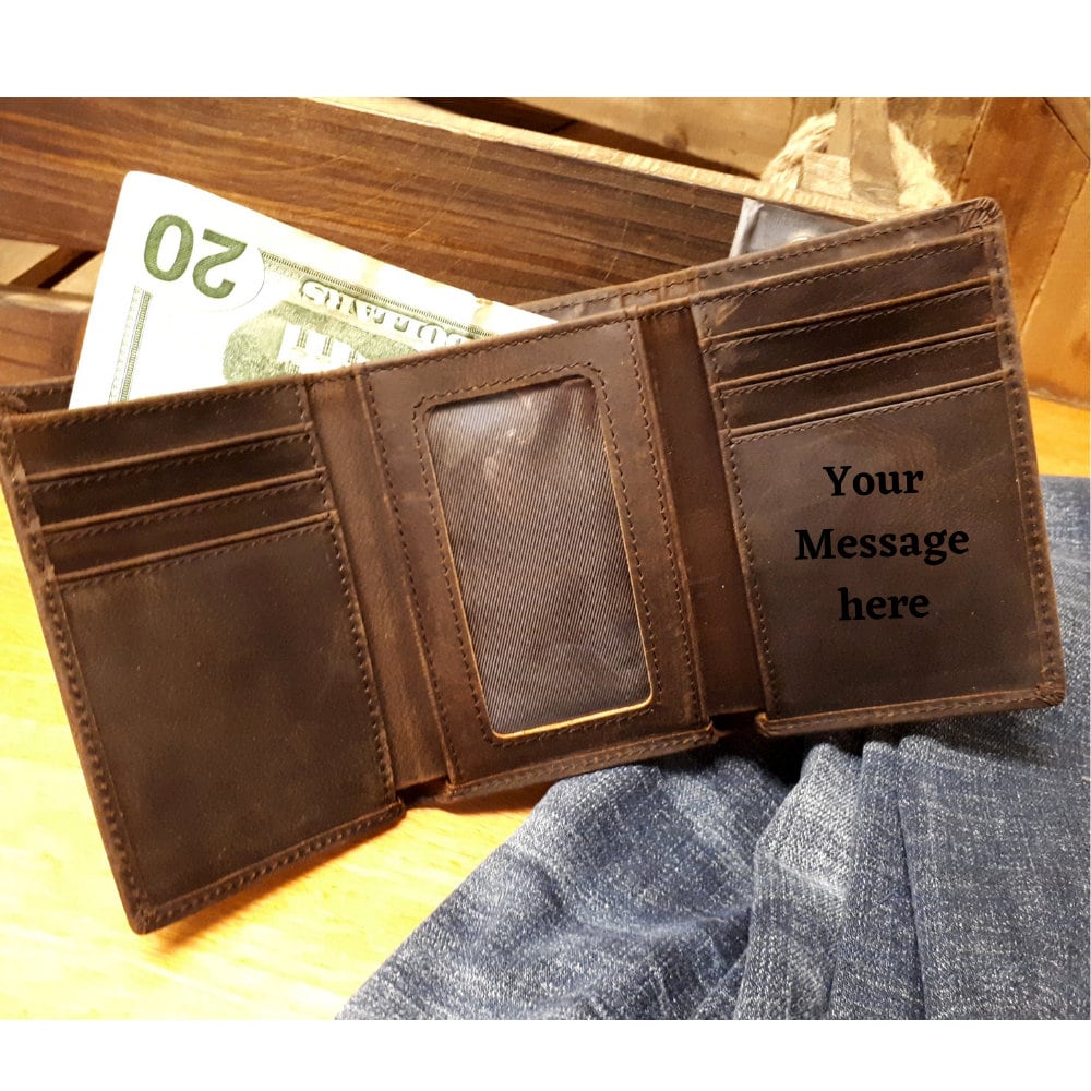 Trifold Wallet Trifold Wallets for Men Trifold Leather - Etsy