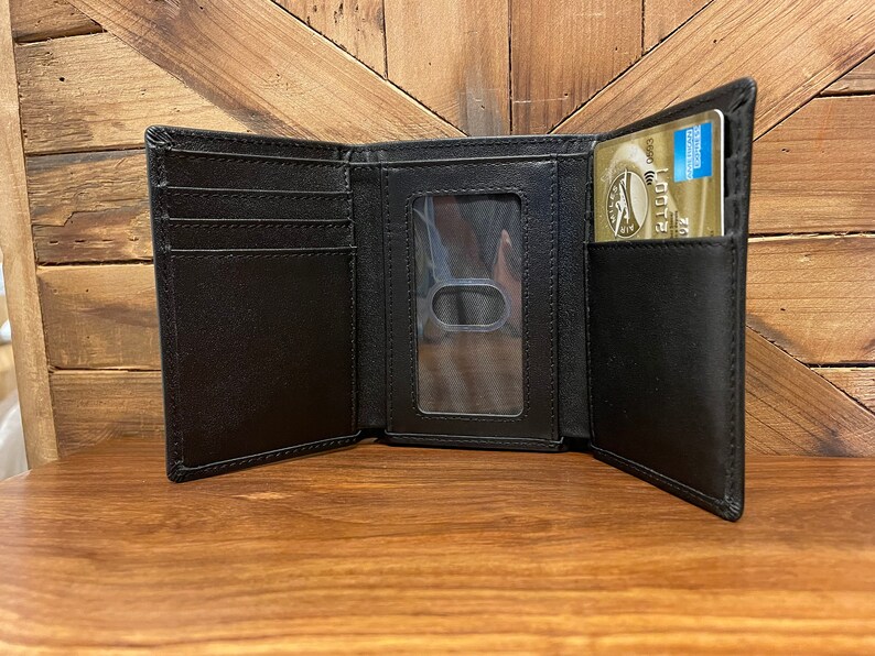 Full Grain Leather Trifold Men's Wallet RFID Wallet - Etsy