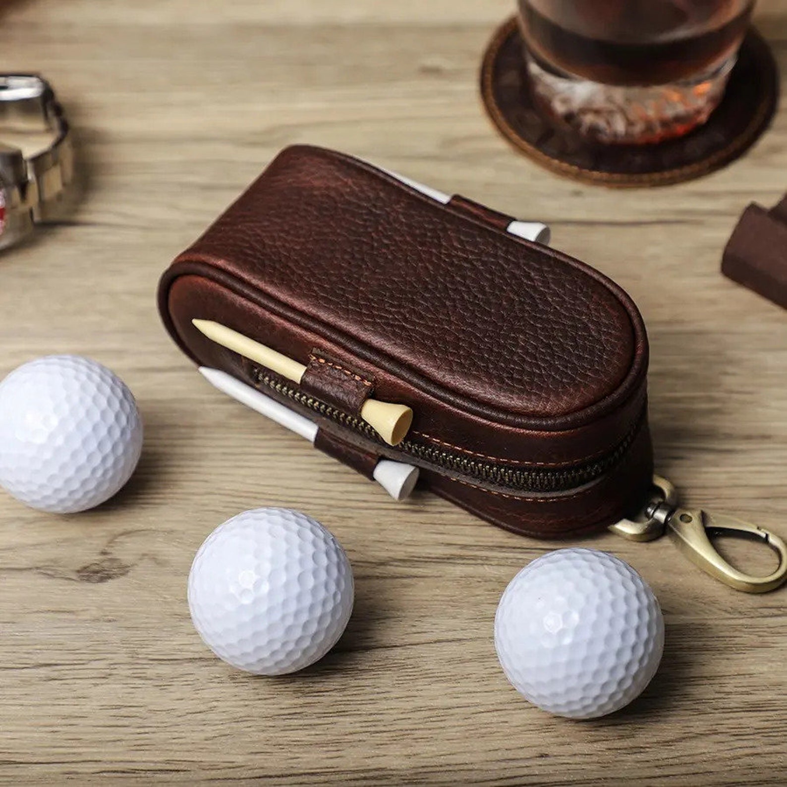 Personalized Leather Golf Ball Case, Father's Day Gift - Etsy