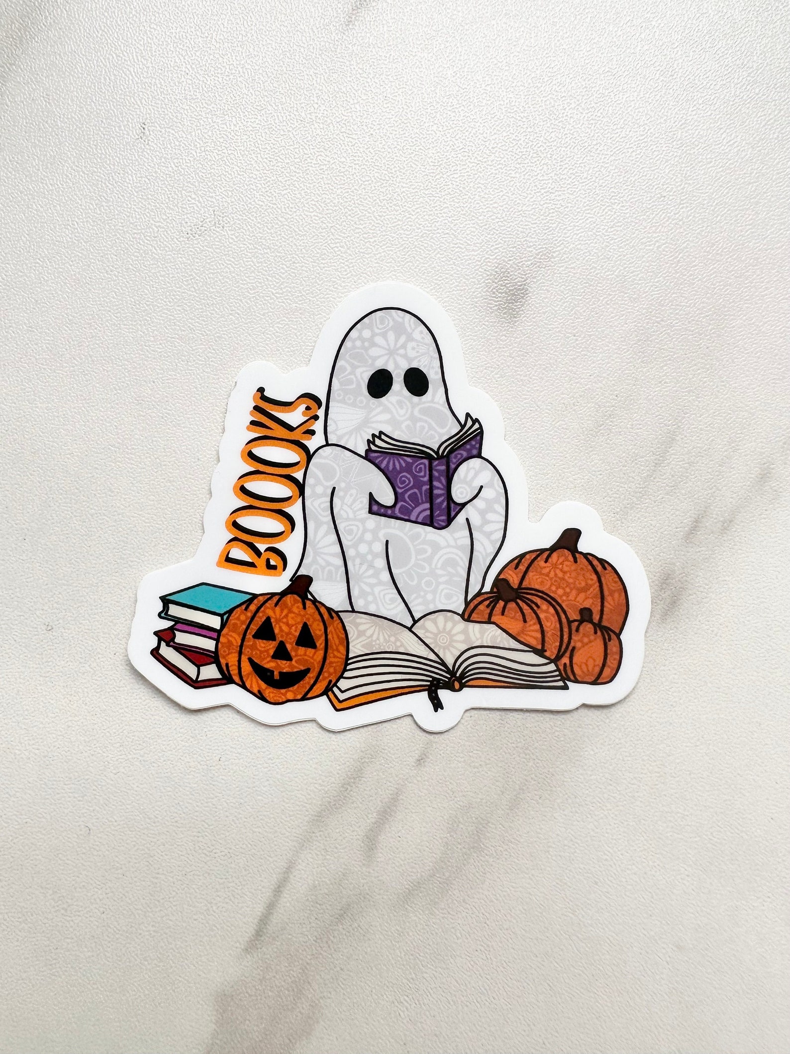 Booooks Cute Ghost Reading Waterproof Sticker Book Lovers - Etsy