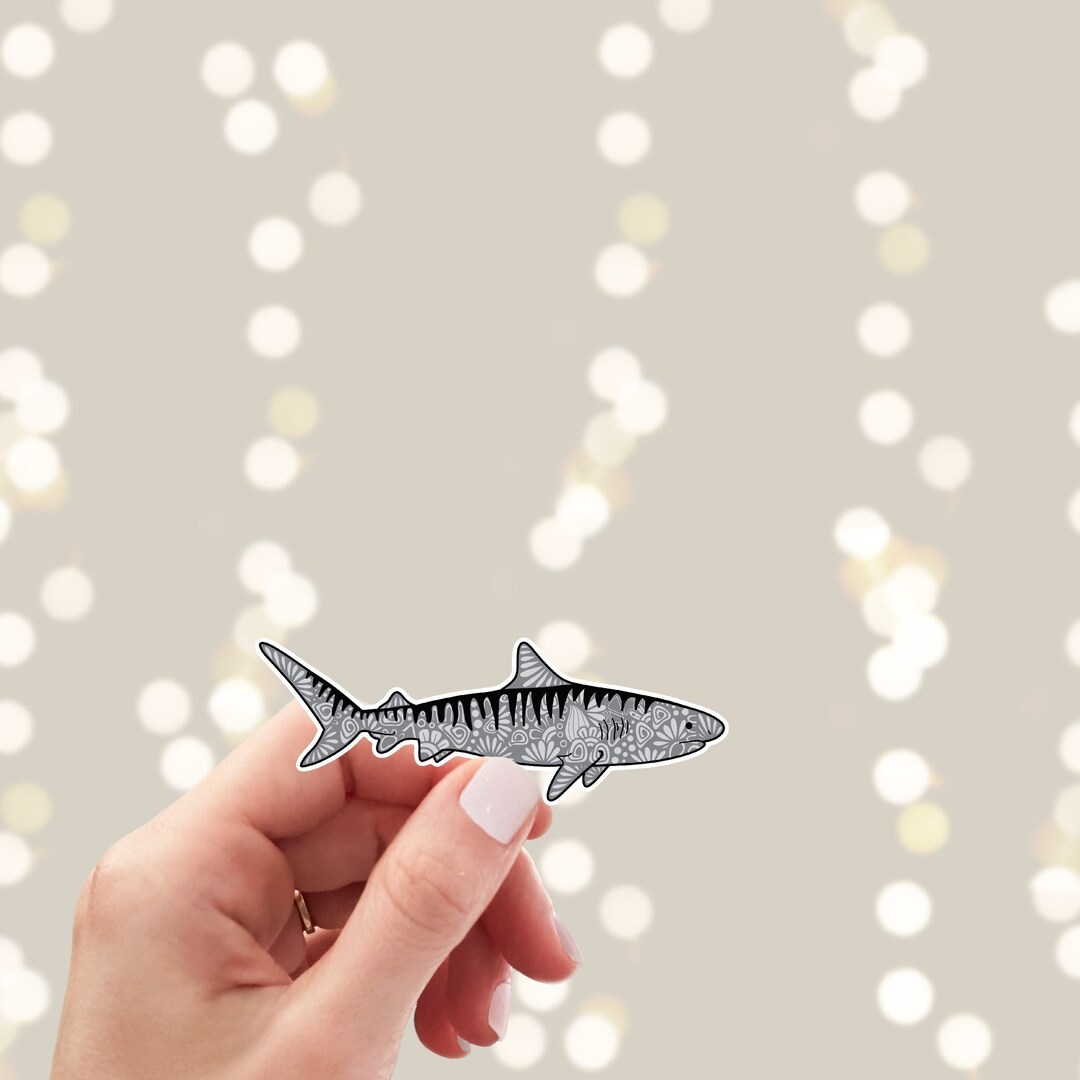 Tiger Shark Waterproof Die Cut Sticker Sharks Shark Sticker Shark Decor ...