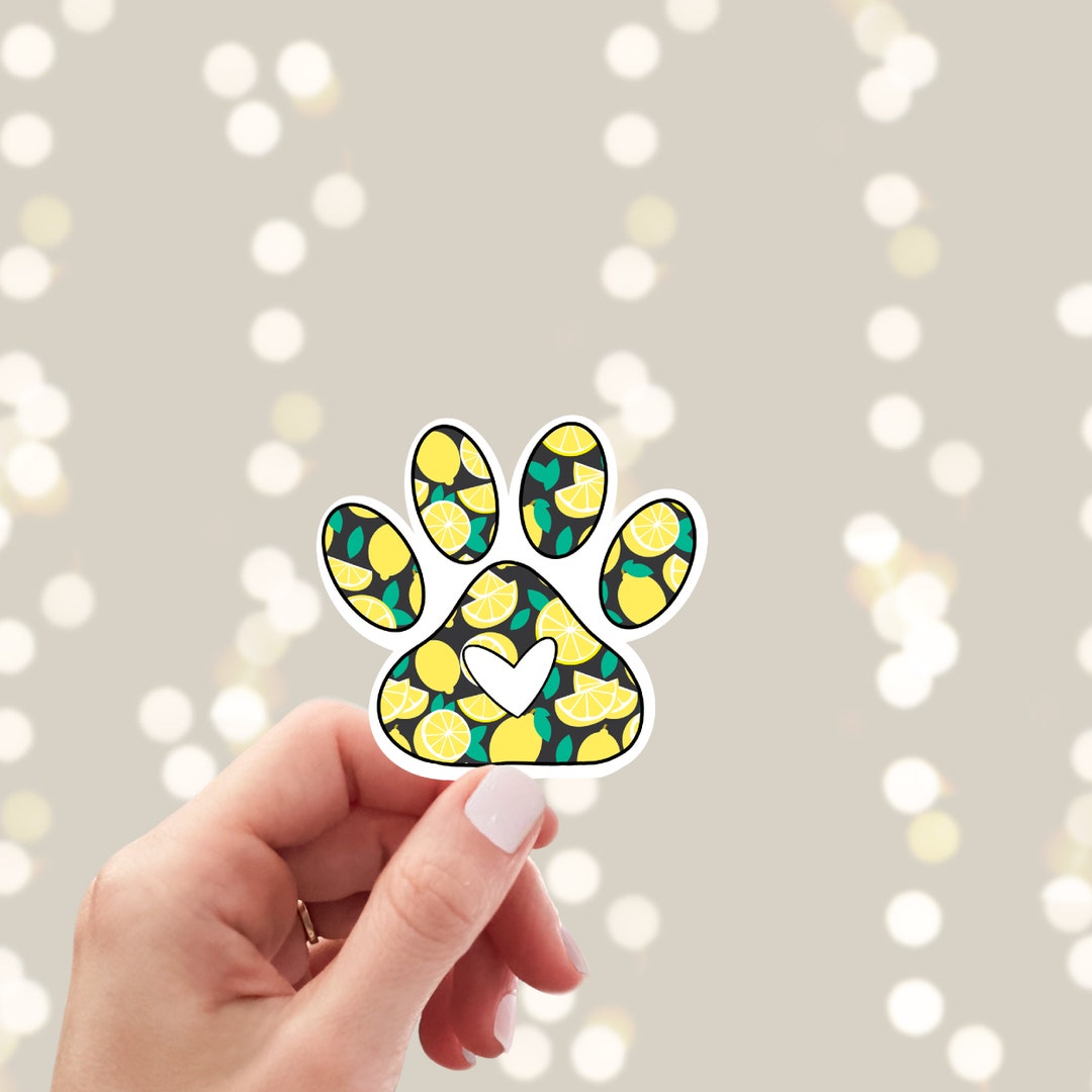 Dog Paw With Cute Lemons Waterproof Sticker - Etsy