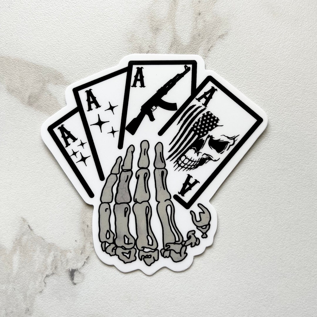 Aces Skeleton Hand American Flag Gun Deck of Cards Pocket of Aces ...