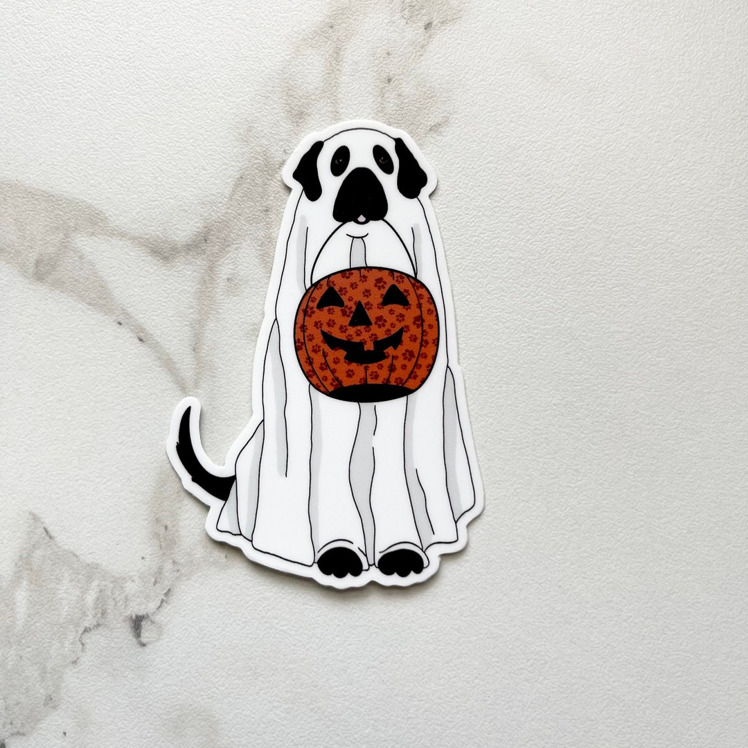 Halloween Ghost Black Labrador Waterproof Sticker Trick or - Etsy