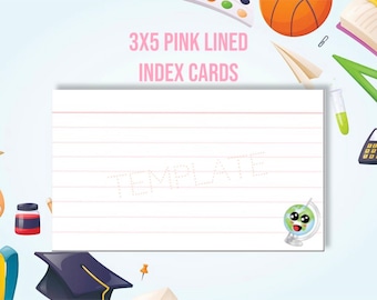 Ruled Index Card Template - Etsy