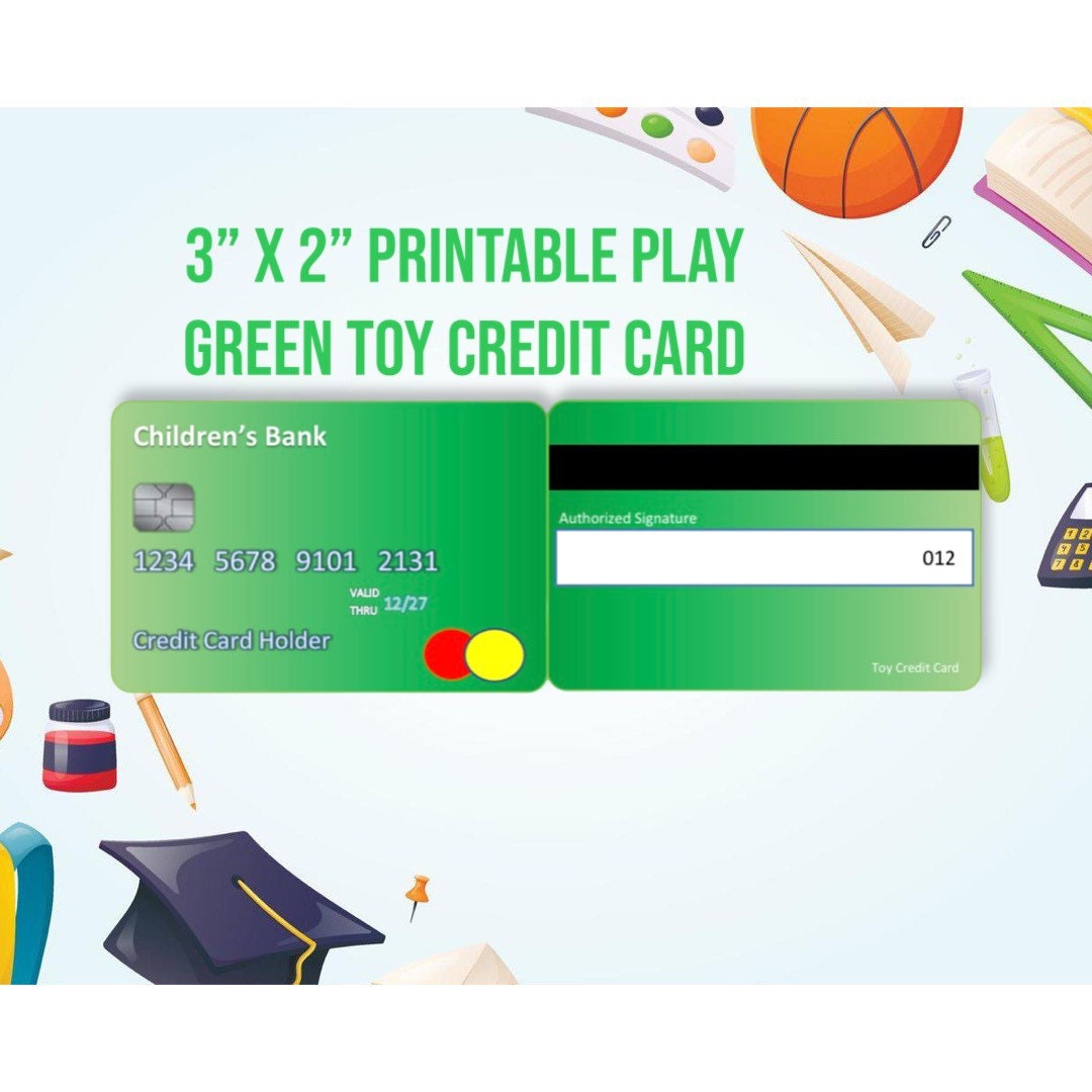 Play Credit Cards for Kids Printable 3x2 Credit Card for - Etsy