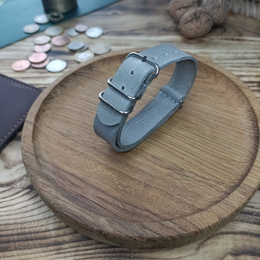 Grey Watch Band/ Leather Watch Strap - Etsy