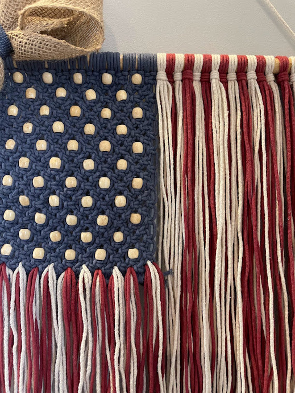 Rustic Farmhouse Macrame USA Flag Wall Décor Front Door - Etsy