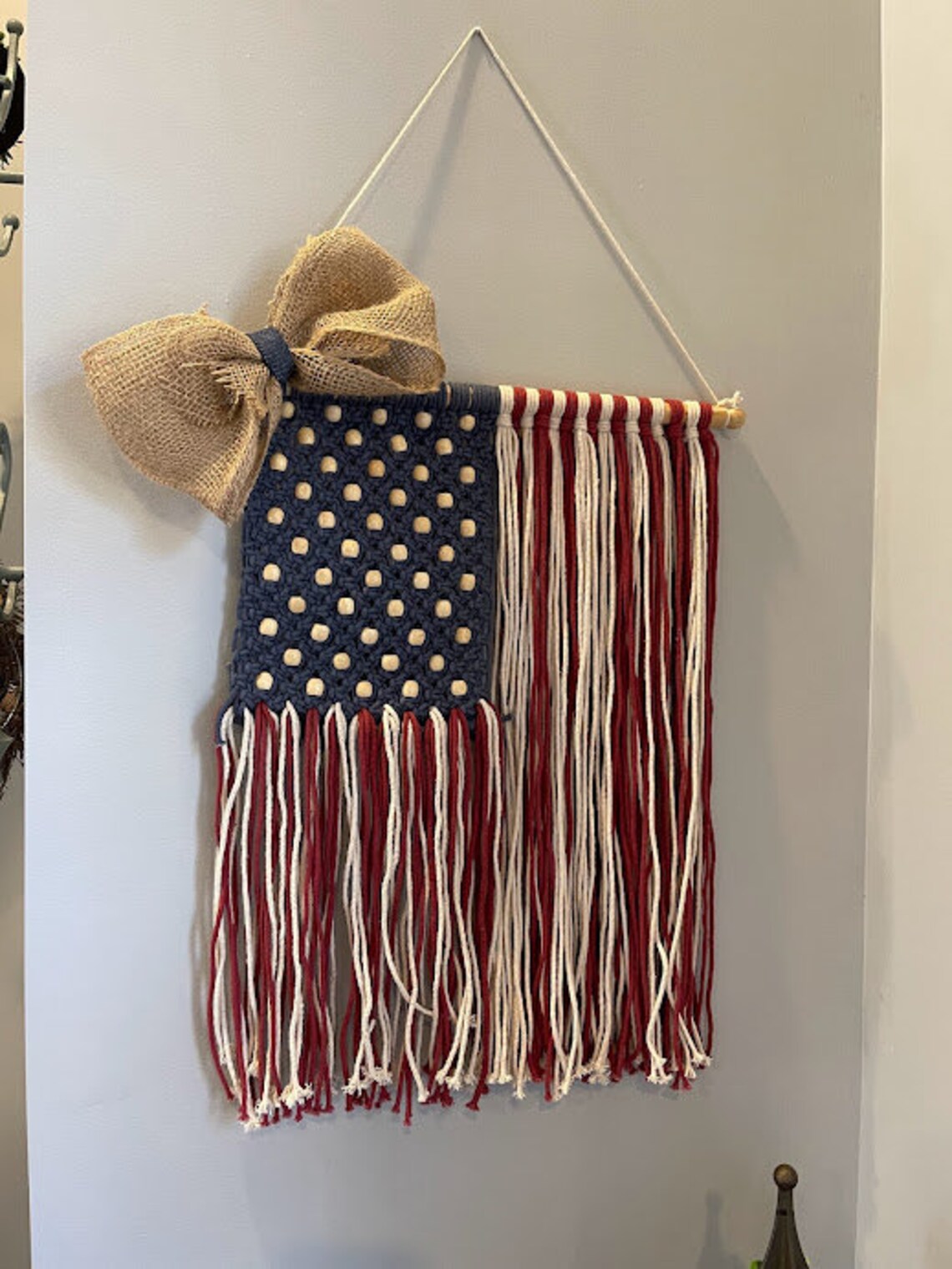 Rustic Farmhouse Macrame USA Flag Wall Décor Front Door - Etsy