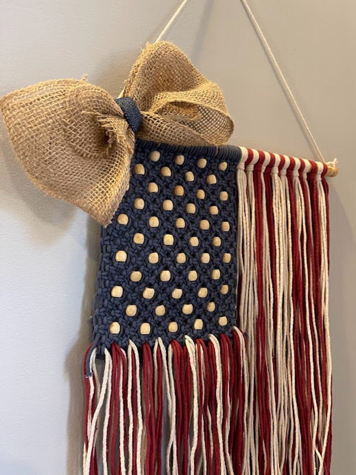Rustic Farmhouse Macrame USA Flag Wall Décor Front Door - Etsy