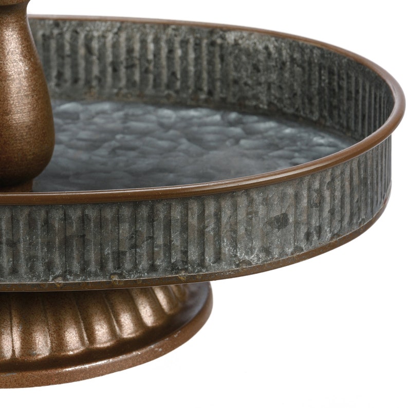 Two Tier Metal Galvanized Oval Tray Stand - Etsy