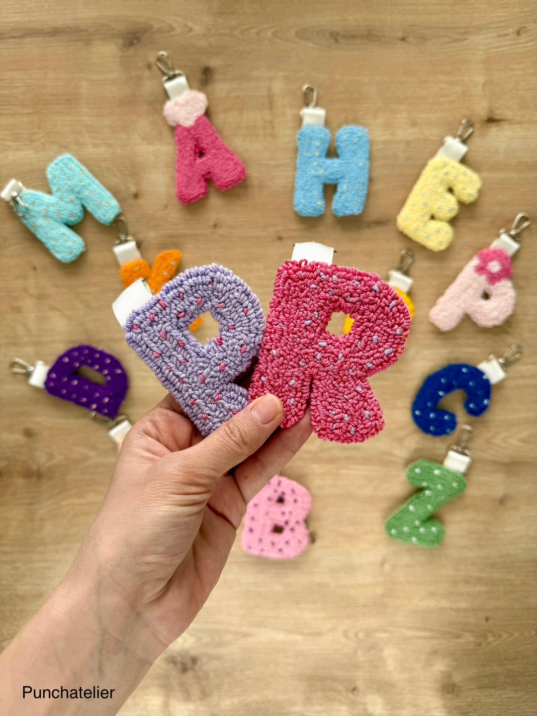 Custom Punch Needle Keychain: Handmade Initial Letter Keyring - Etsy