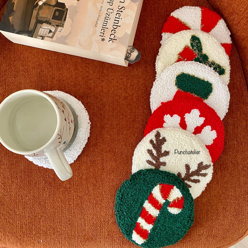 Christmas Coasters Punch Needle Kit 4 Pcs/ Coaster Tufting - Etsy