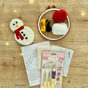 Snowman Punch Needle Coaster Kit/ Tufting Coaster Kit/punch Needle Beginner Kit/ Dıy Embroidery ...