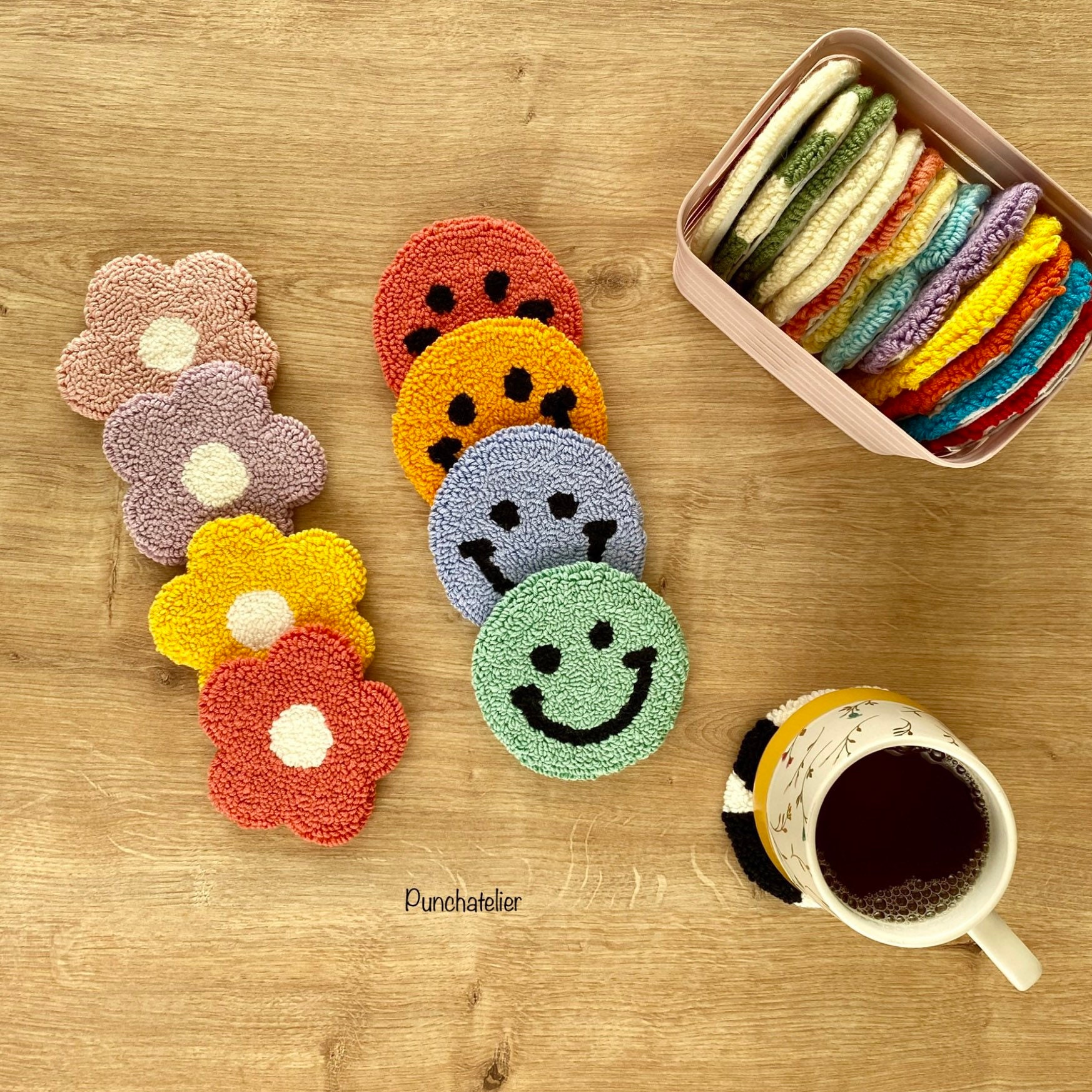 Tufting Coaster Kit 4pcs/coaster Punch Needle Kit/punch - Etsy UK