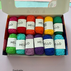 Hello Cotton Yarn Pack: 12 Color Set, Amigurumi, Punch Needle, Knitting ...
