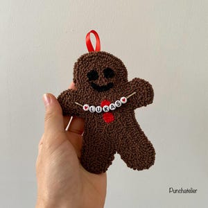 Personalized Gingerbread Punch Needle Christmas Tree Ornament - Etsy