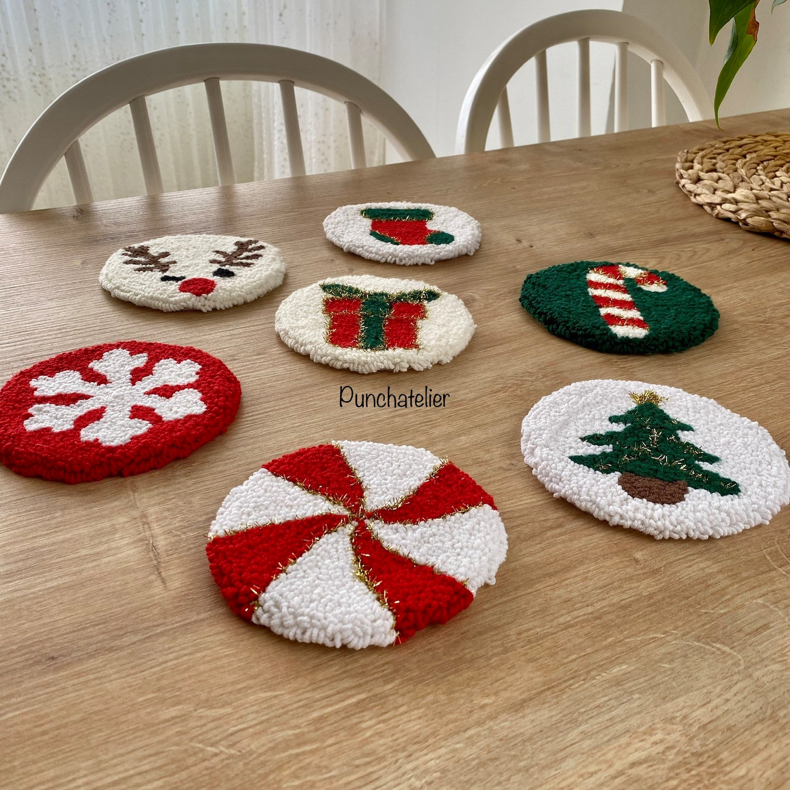 Christmas Coasters Punch Needle Kit 4 Pcs/ Coaster Tufting - Etsy
