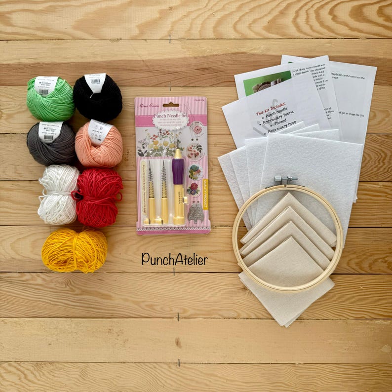 Sushi Diy Punch Needle Coaster Kit/beginner Embroidery Yarn Art/diy Kit ...