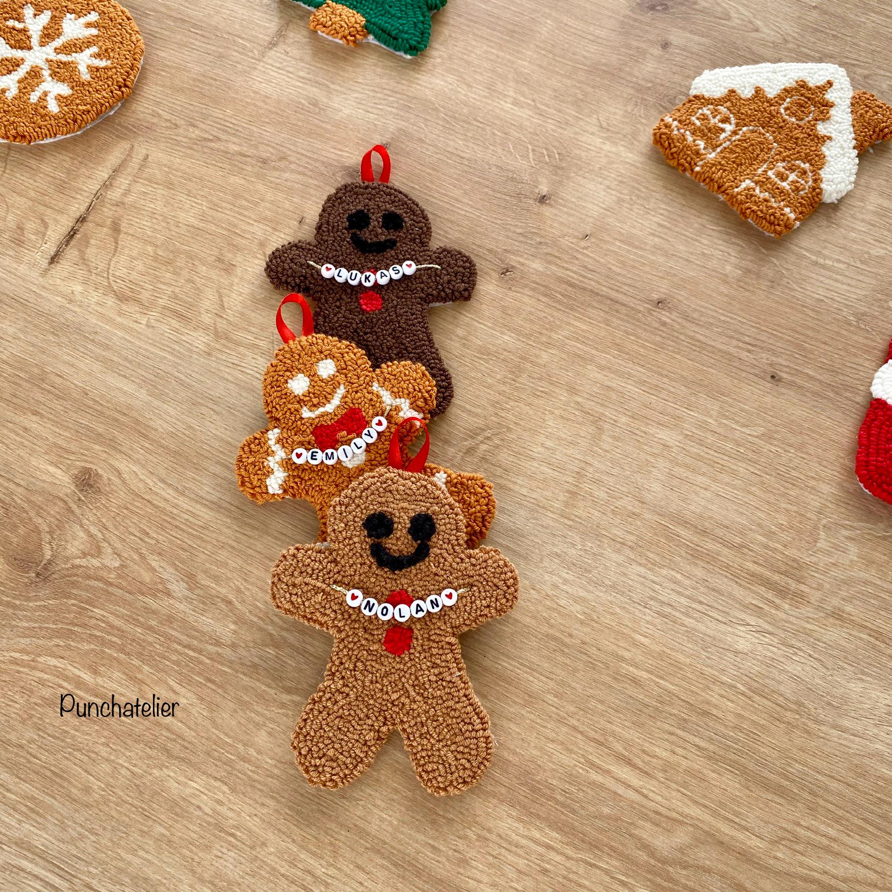 Personalized Gingerbread Punch Needle Christmas Tree Ornament - Etsy