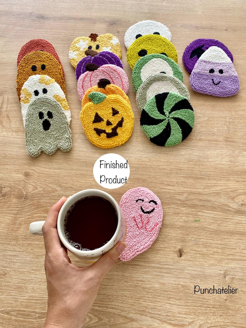 Handmade Punch Needle Halloween Coaster Set: Custom Drink Coasters - Etsy