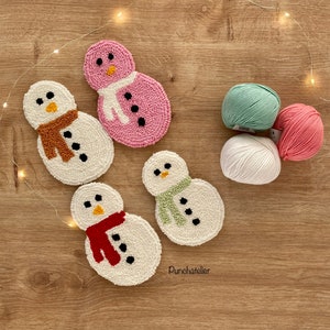 Snowman Punch Needle Coaster Kit/ Tufting Coaster Kit/punch Needle ...