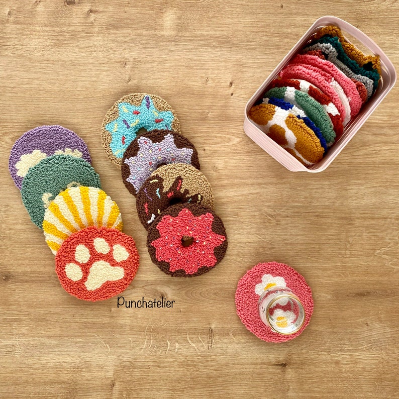 Lovely Tufting Coaster Kit 4 PCS/ Coaster Punch Needle Kit / - Etsy