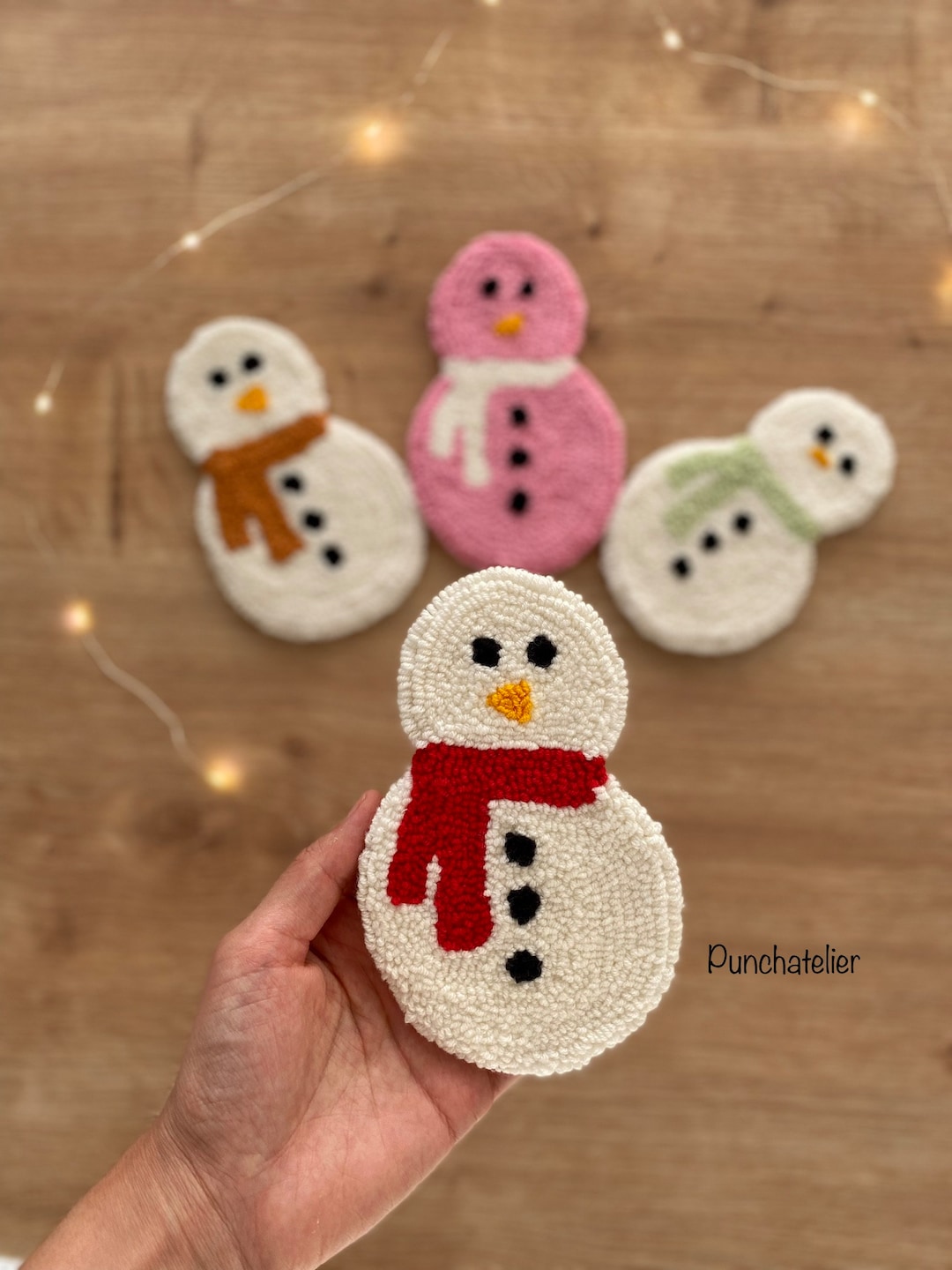 Snowman Punch Needle Coaster Kit/ Tufting Coaster Kit/punch Needle ...