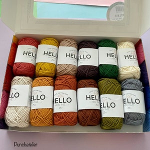 Hello Cotton Yarn Pack: 12 Color Set, Amigurumi, Punch Needle, Knitting ...