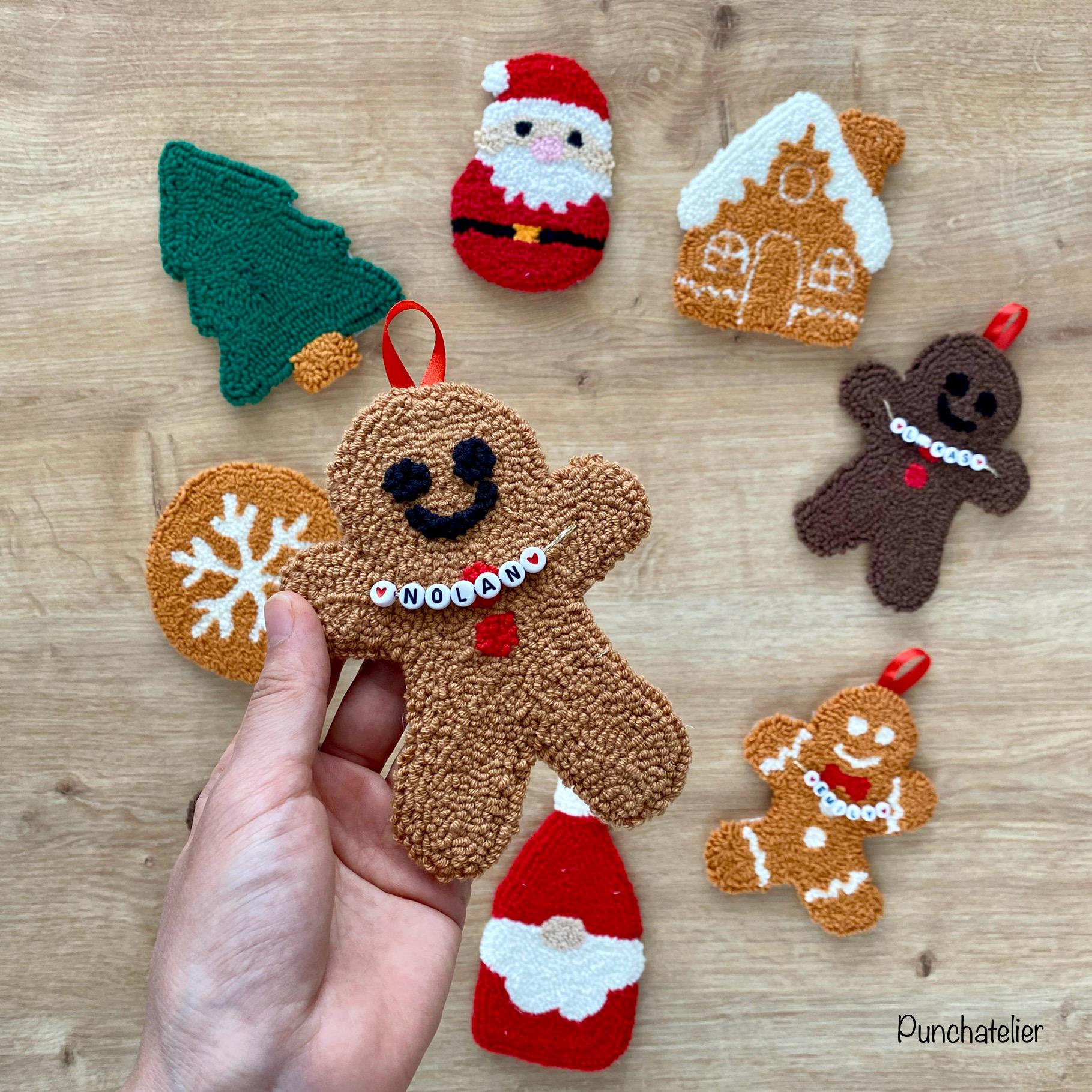 Personalized Gingerbread Punch Needle Christmas Tree Ornament - Etsy