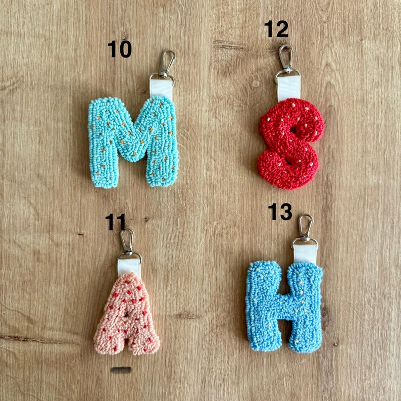 Custom Punch Needle Keychain: Handmade Initial Letter Keyring - Etsy
