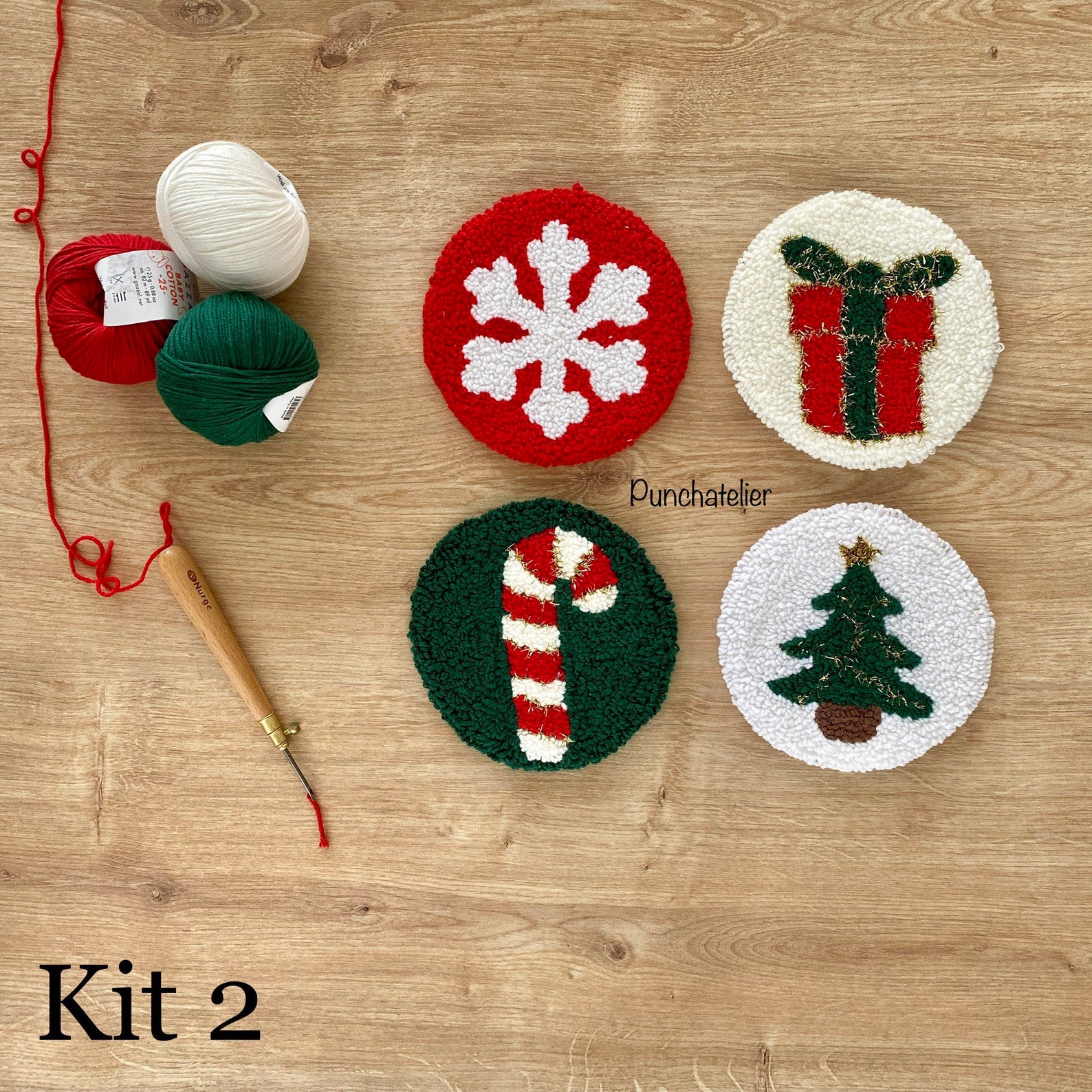 Christmas Coasters Punch Needle Kit 4 Pcs/ Coaster Tufting - Etsy